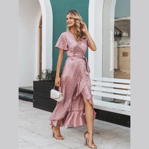 Simplee Apparel | Dresses | Leopard Print Blush Wrap Maxi Dress | Poshmark